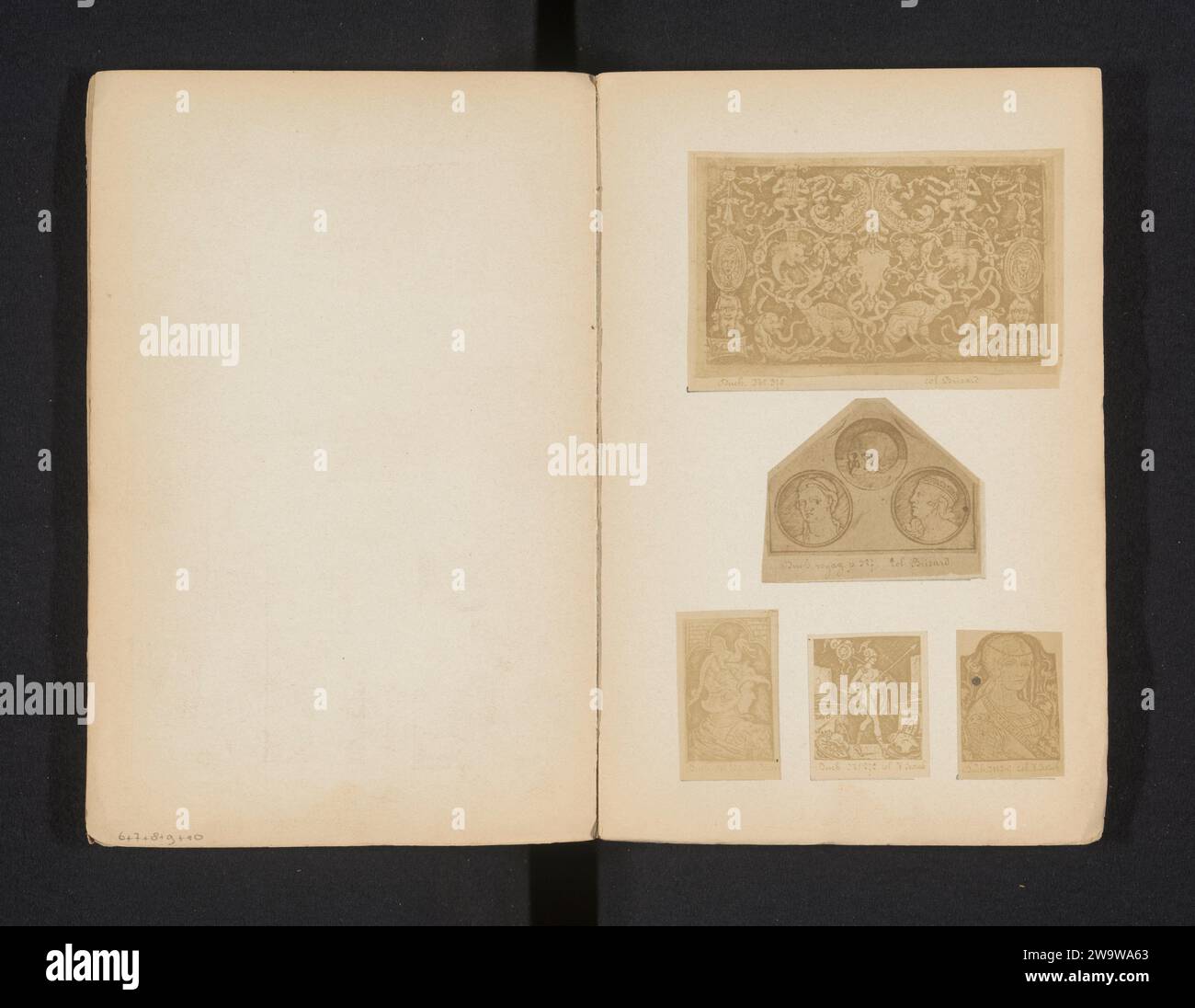 Photo production of three drawings, depicted two faces and a skull ...