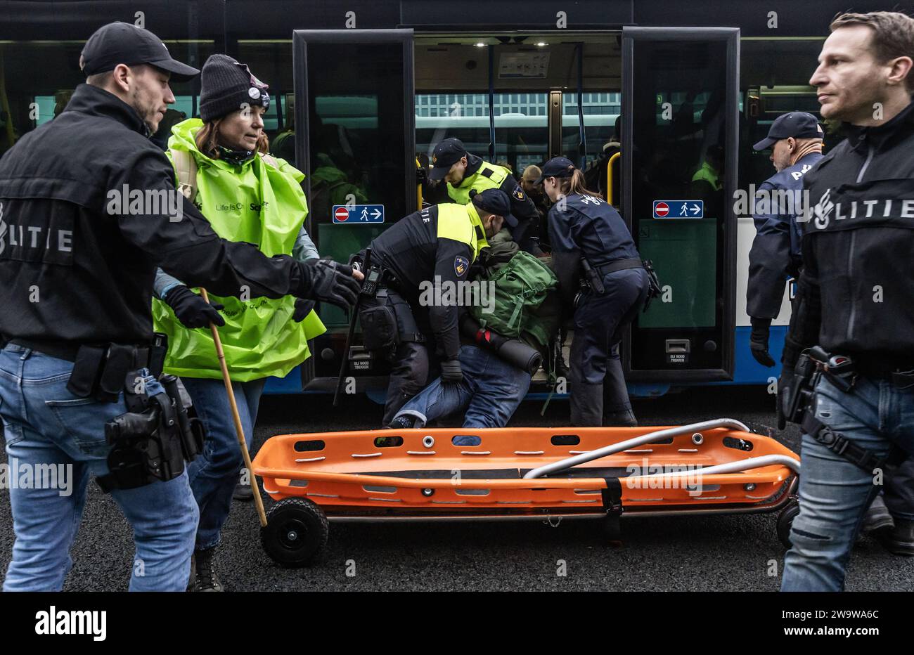 AMSTERDAM - Protesters from Extinction Rebellion during a blockade of ...