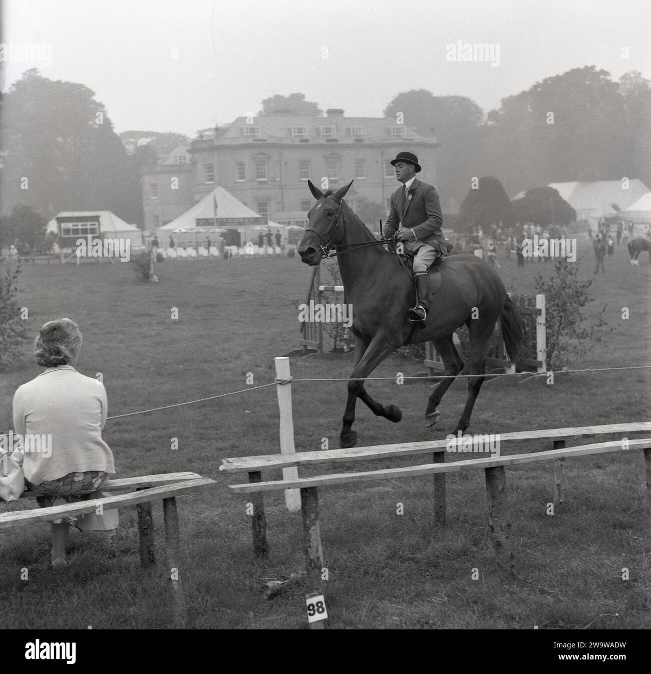 1964, historical, horse show at a country estate, a male rider, Daniels ...