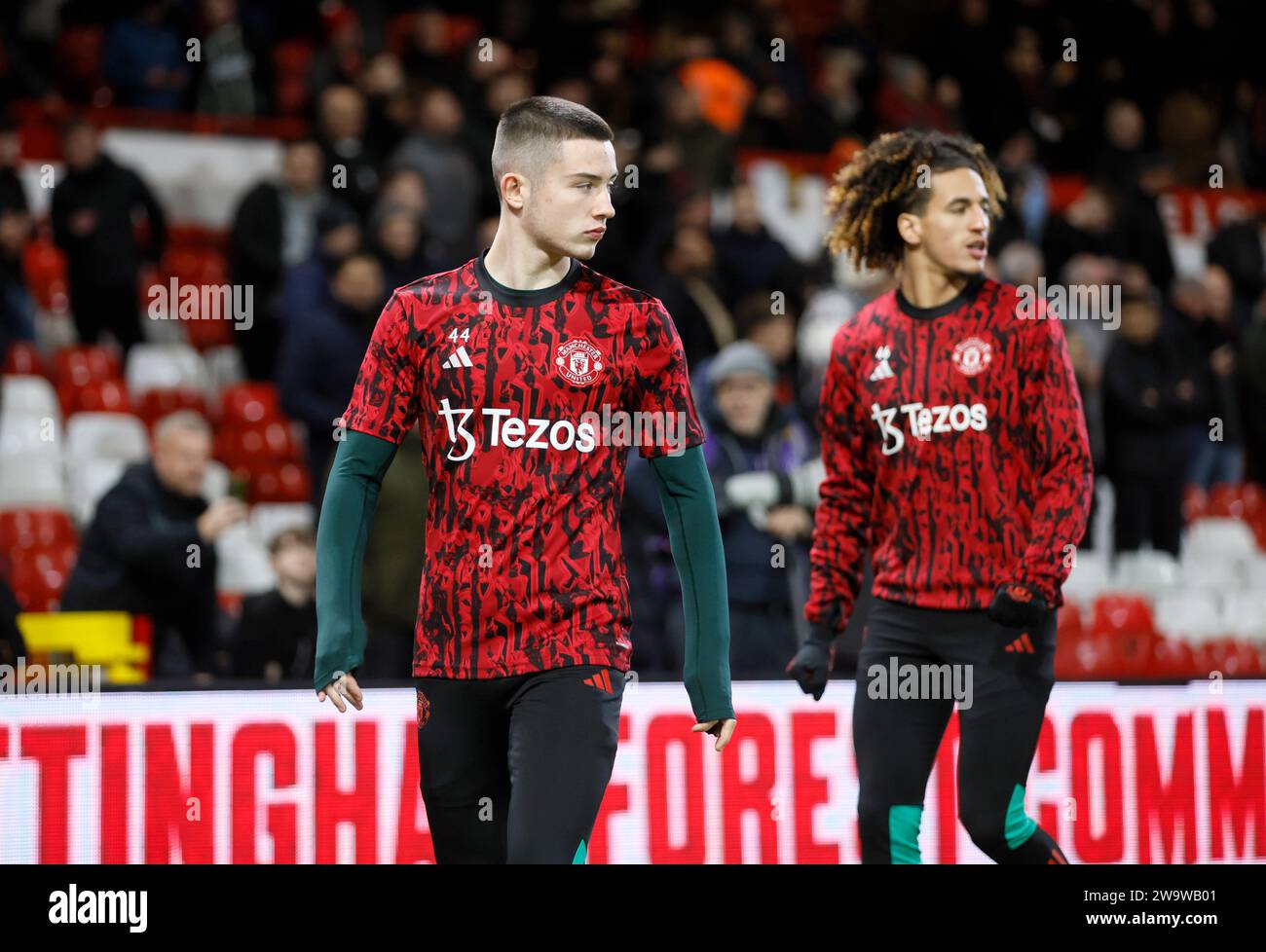 Manchester United's Daniel Gore (left) and Hannibal Mejbri during the ...