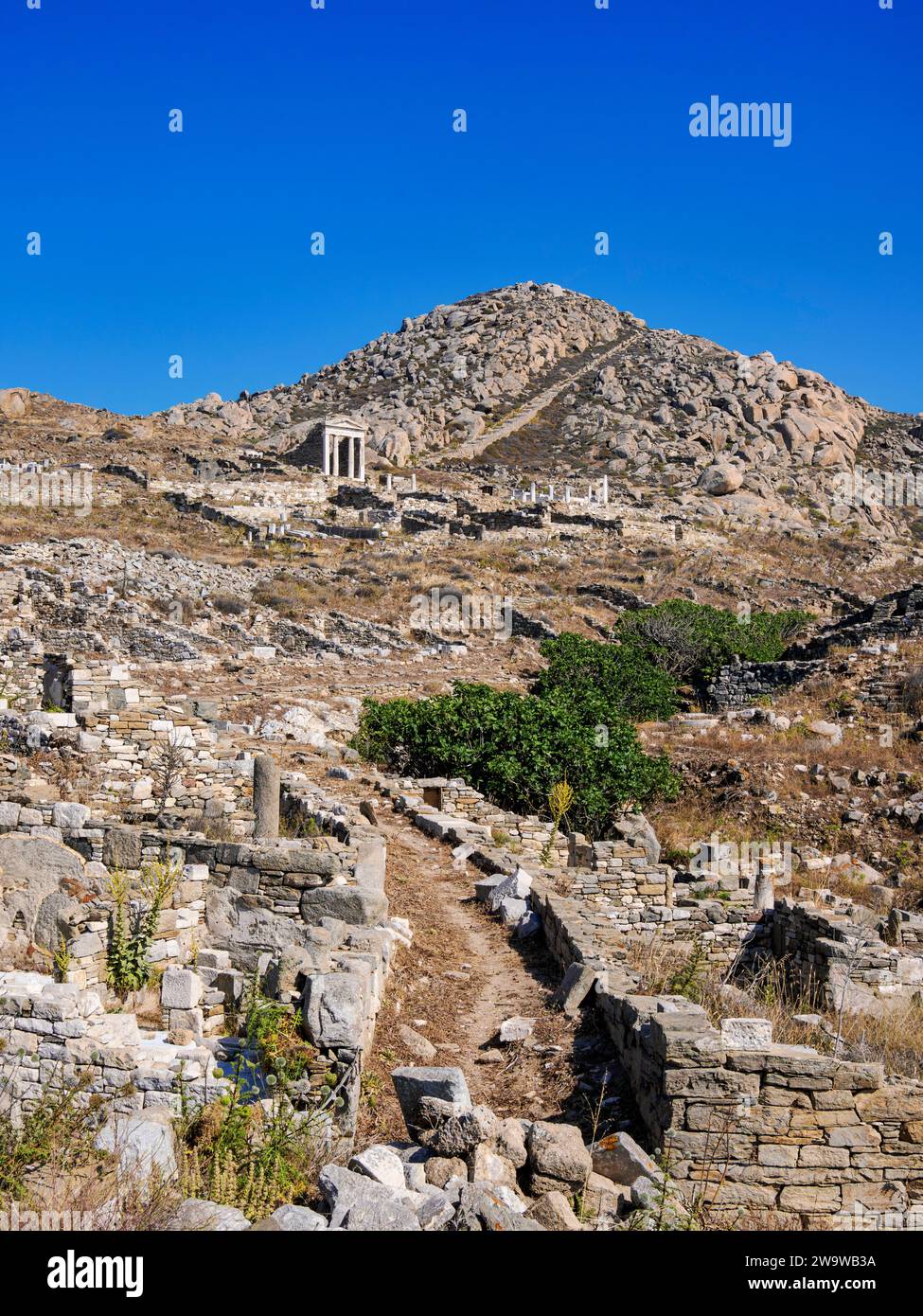 View towards the Temple of Isis and Mount Kynthos, Delos Archaeological ...
