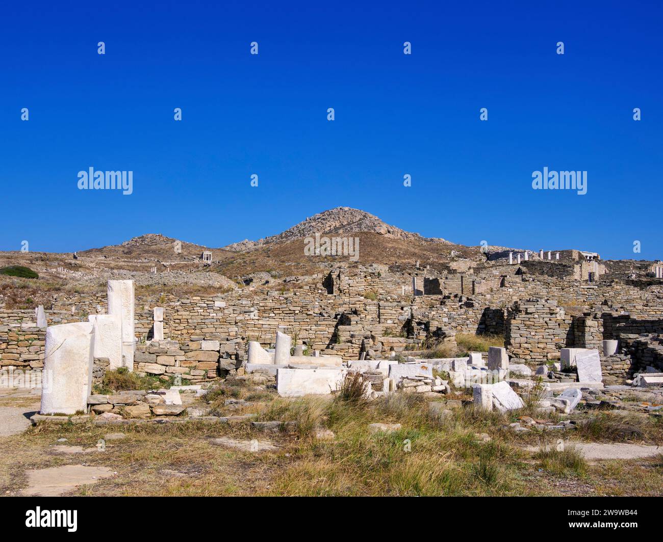 View towards the Mount Kynthos, Delos Archaeological Site, Delos Island ...