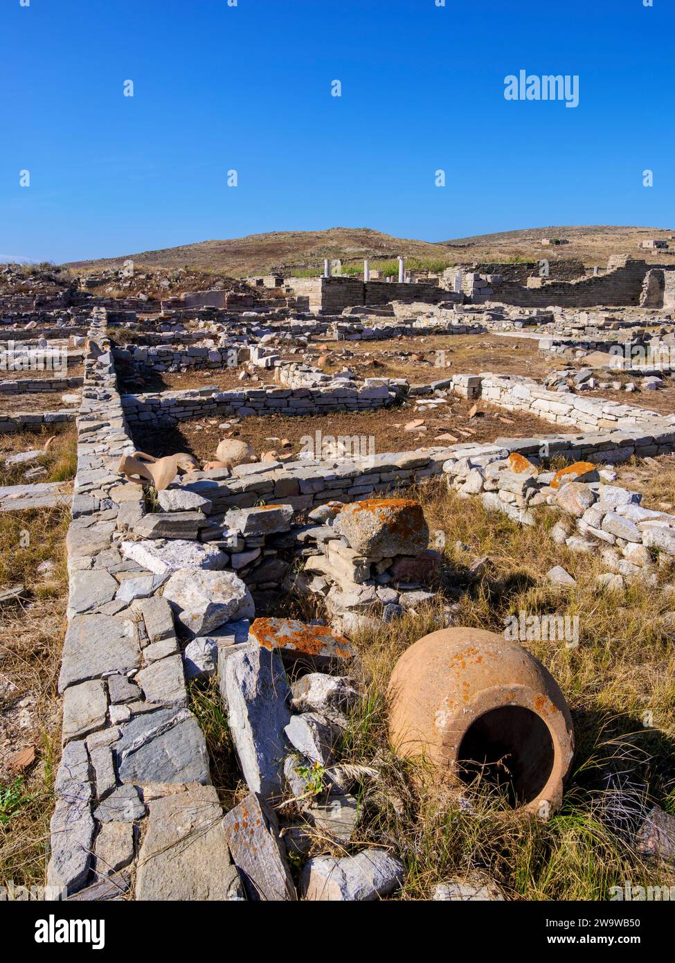 Delos Archaeological Site, Delos Island, Cyclades, Greece Stock Photo ...
