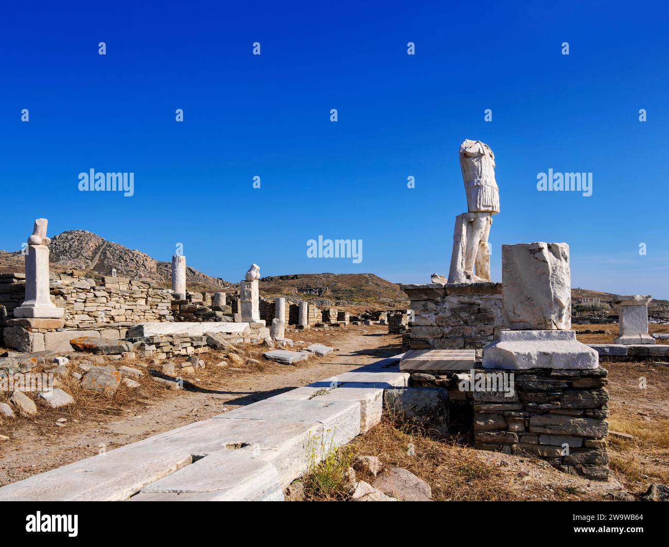Delos Archaeological Site, Delos Island, Cyclades, Greece Stock Photo ...
