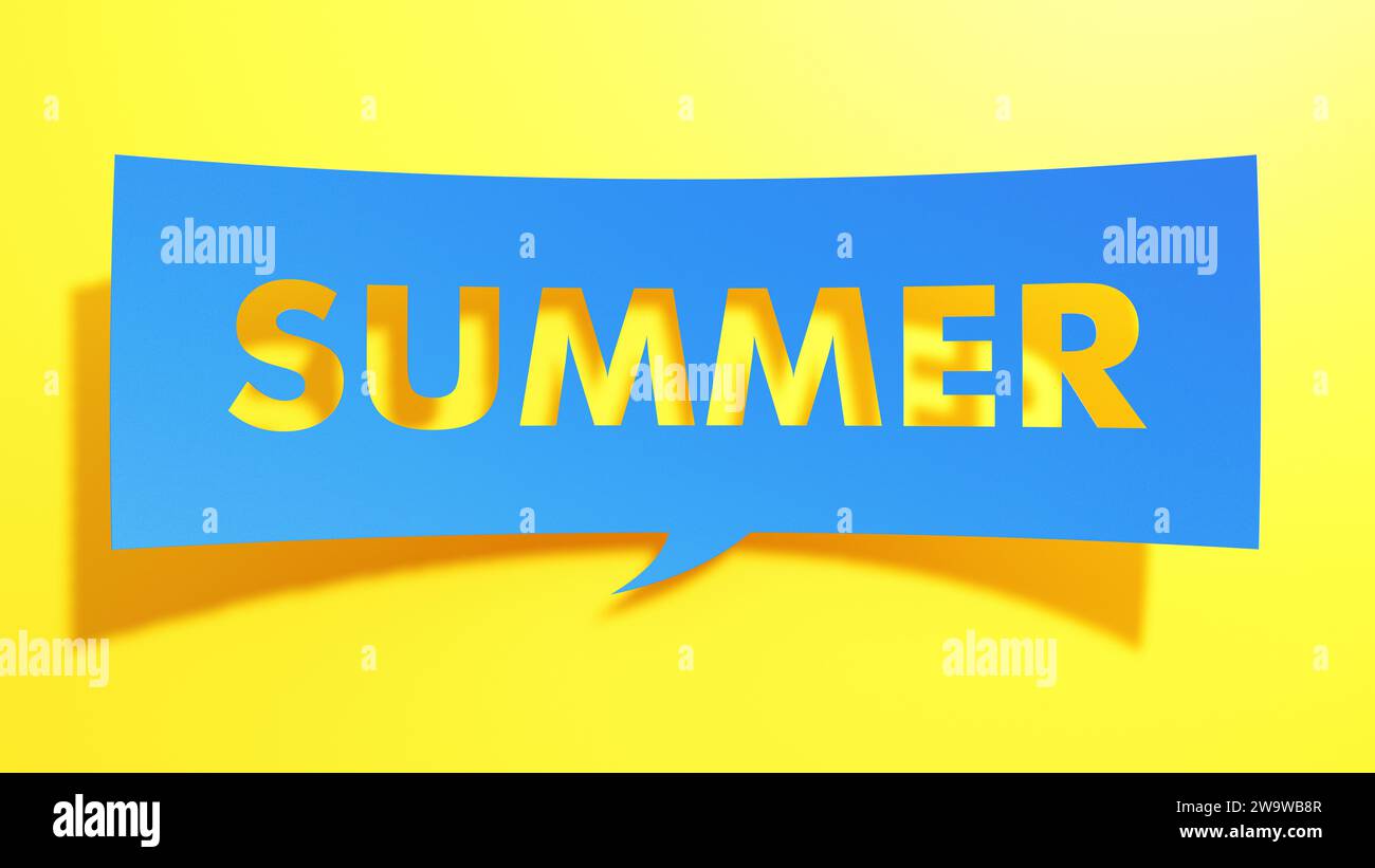 Summer Icon, Speech Bubble. Minimalist abstract design with blue cut ...