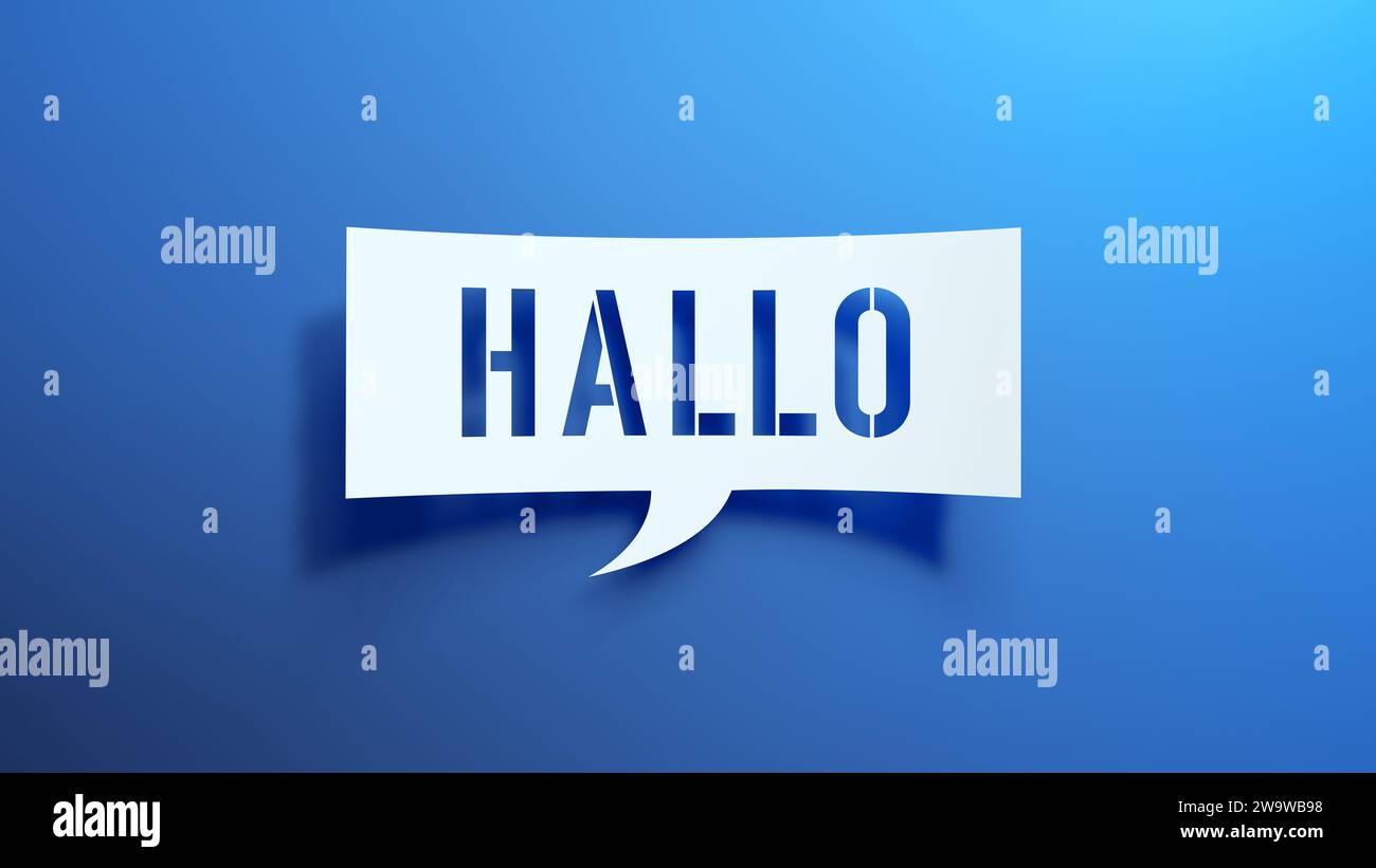 Hallo - Speech Bubble. Minimalist Abstract Design With White Cut Out ...