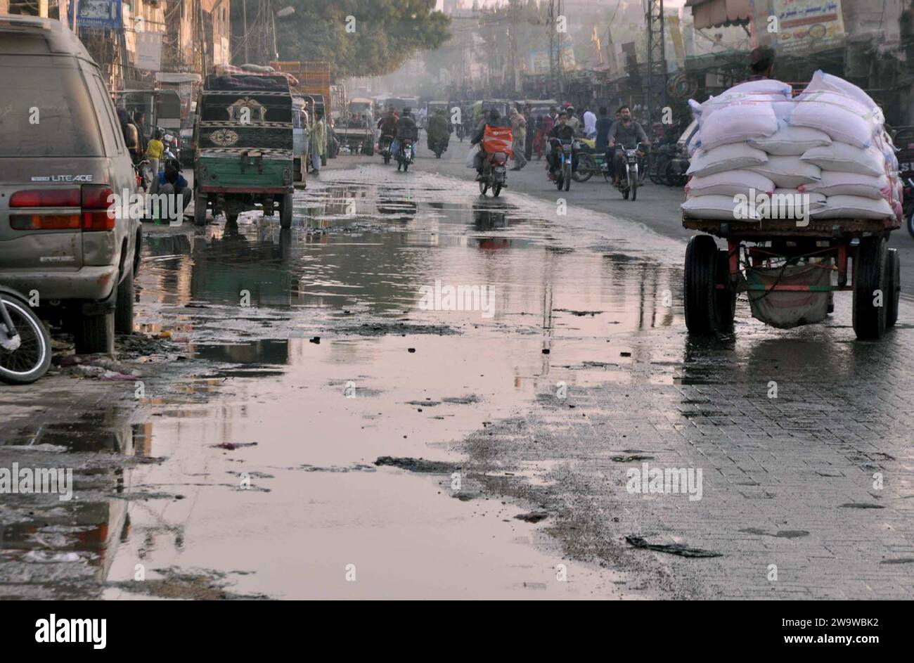 Inundated road by overflowing sewerage water, creating problems for ...