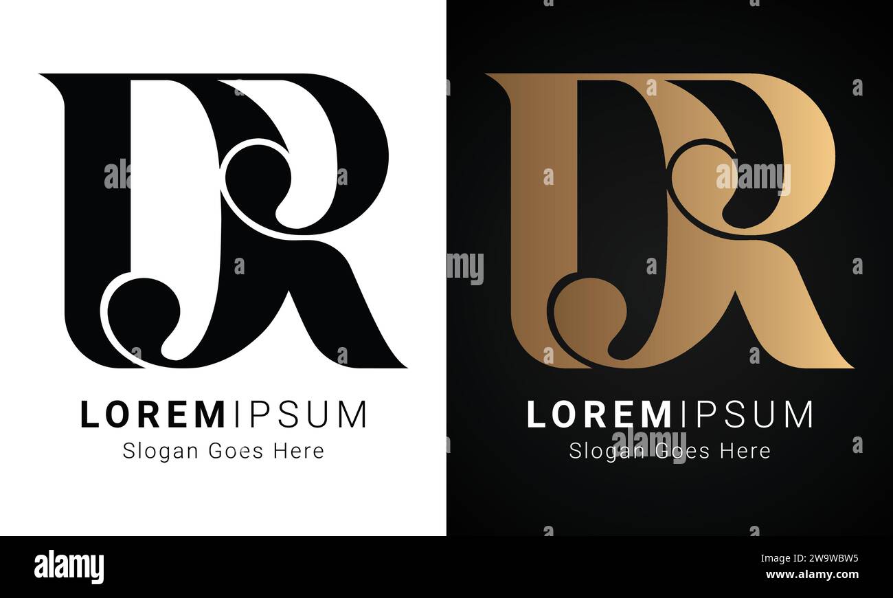 Luxury Initial DR or RD Monogram Text Letter Logo Design Stock Vector ...