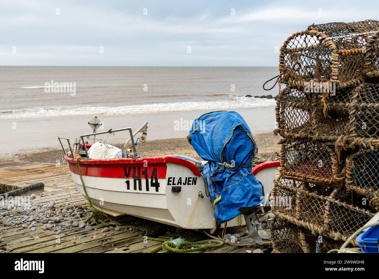 Sheringham, Norfolk, UK – December 29 2023. Traditional fishing boat ...
