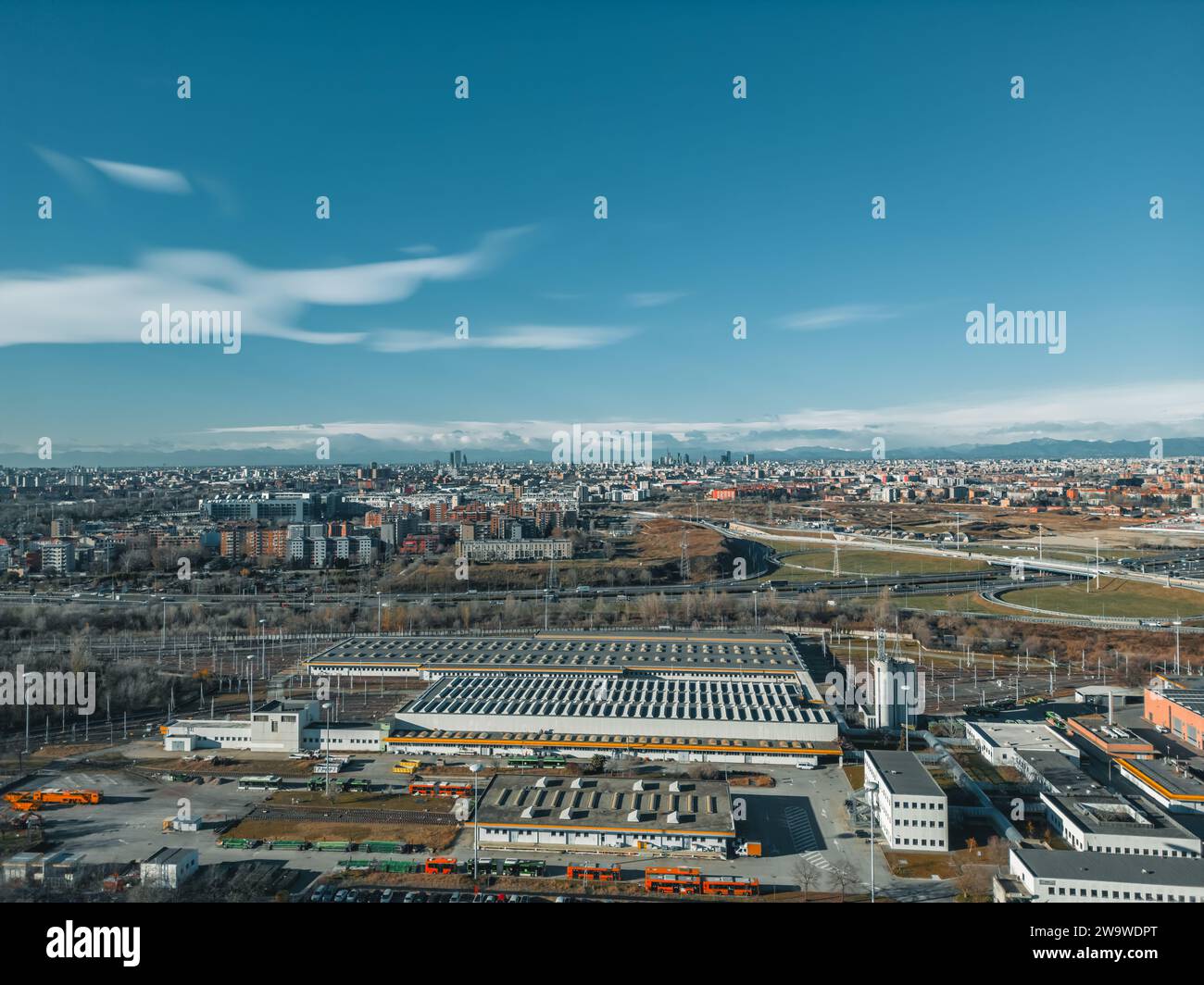 Top view from a drone of the final station of the San Donato M3 metro ...