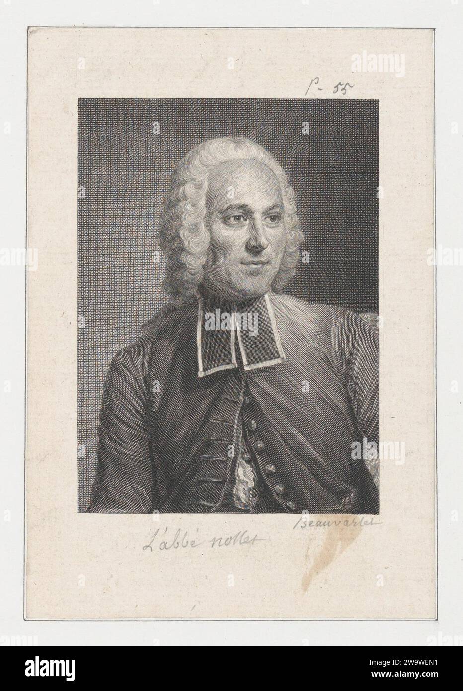 Portrait of Jean Antoine Nollet 1917 by Jacques Firmin Beauvarlet Stock ...