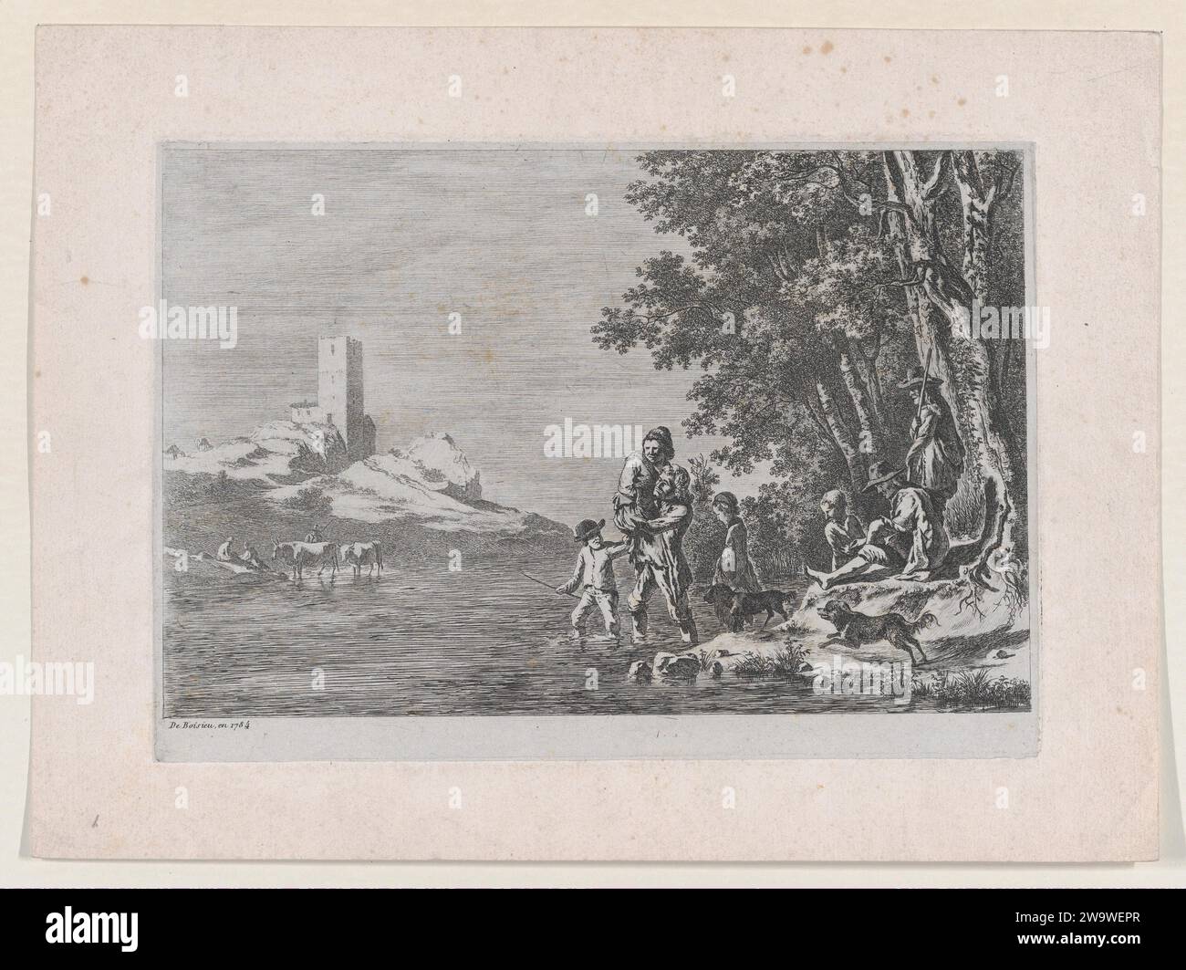Figures Crossing a River 1919 by Johann Georg Primavesi Stock Photo - Alamy
