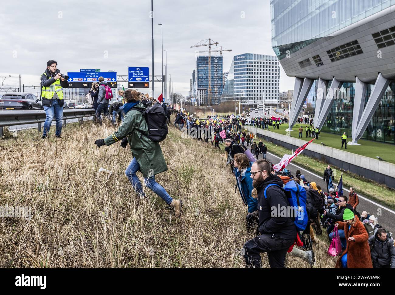 AMSTERDAM - Protesters from Extinction Rebellion during a blockade of ...