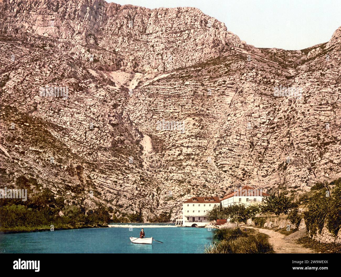 Die Quelle des Ombla, Dalmatien, jetzt Kroatien, um 1890, Historisch ...