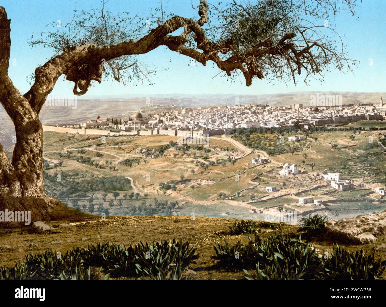 Blick vom Berg Skopus, Jerusalem, Heiliges Land, Israel, um 1890 ...