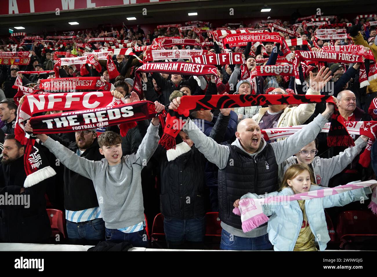 Nottingham Forest fans in the stands show their support during the ...