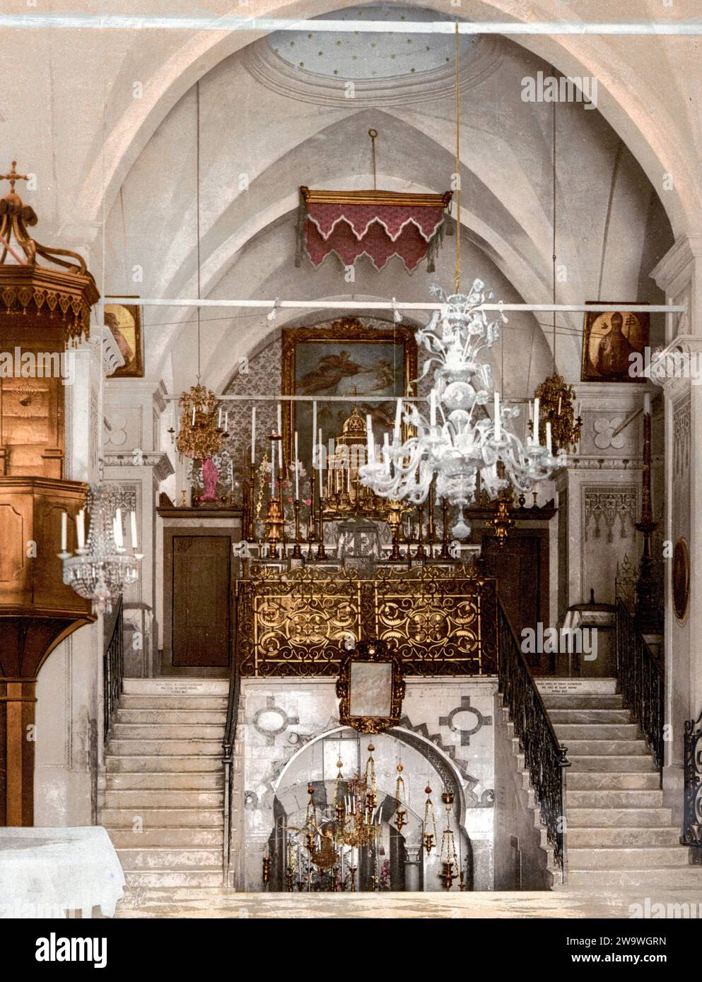 Innenraum der Kirche der Verkündigung von Nazareth, Heiliges Land ...