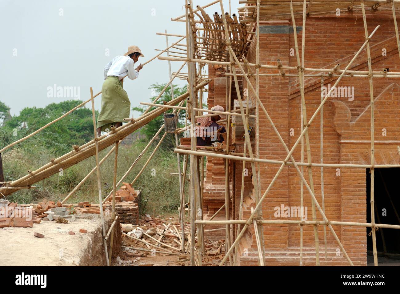 Temple being restored in Bagan, Myanmar, Burma Stock Photo - Alamy