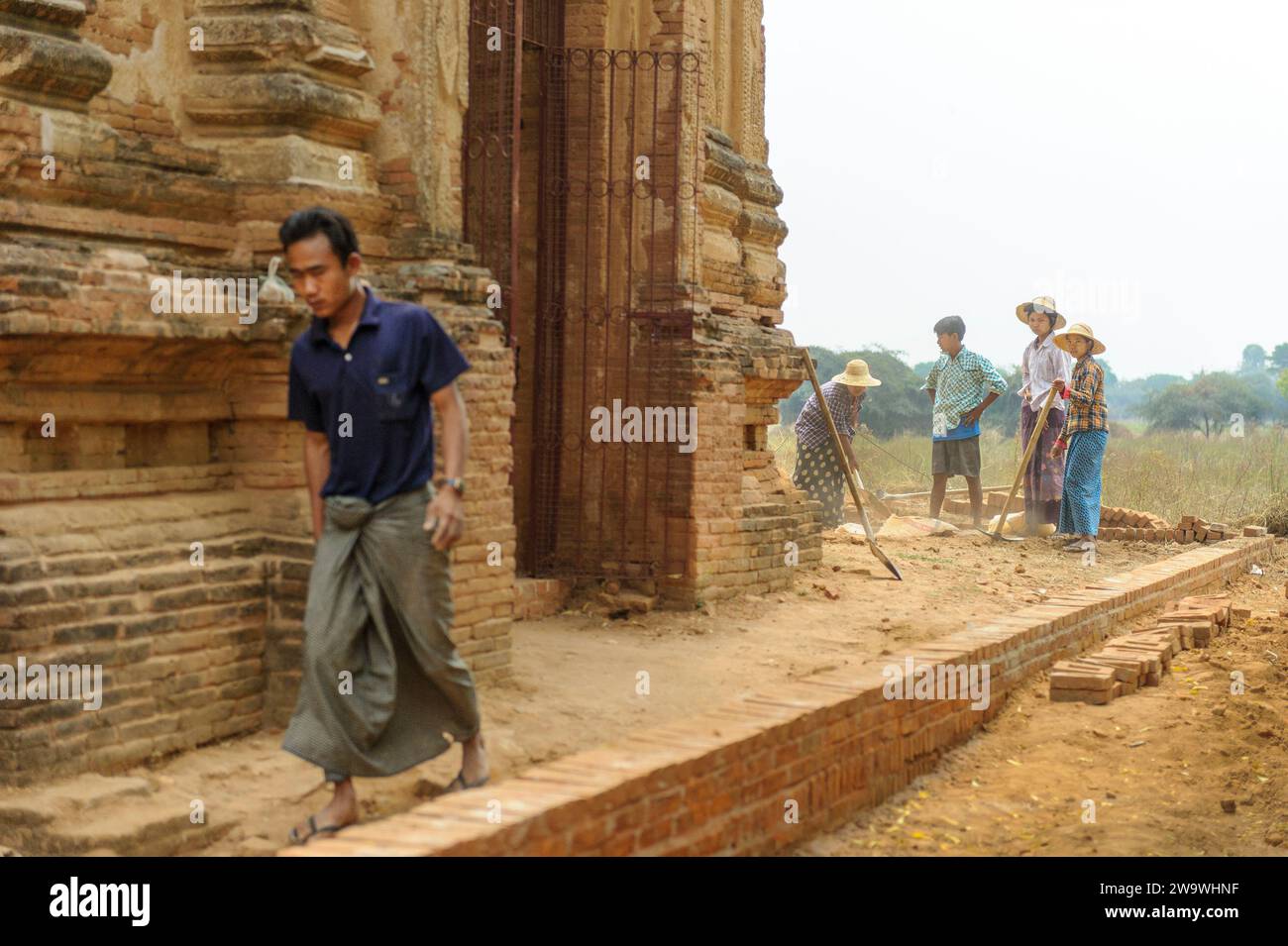 Temple being restored in Bagan, Myanmar, Burma Stock Photo - Alamy