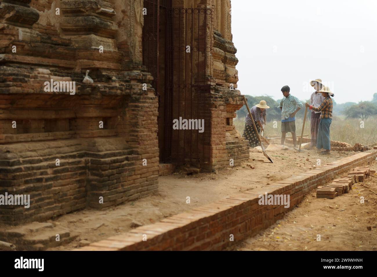 Temple being restored in Bagan, Myanmar, Burma Stock Photo - Alamy