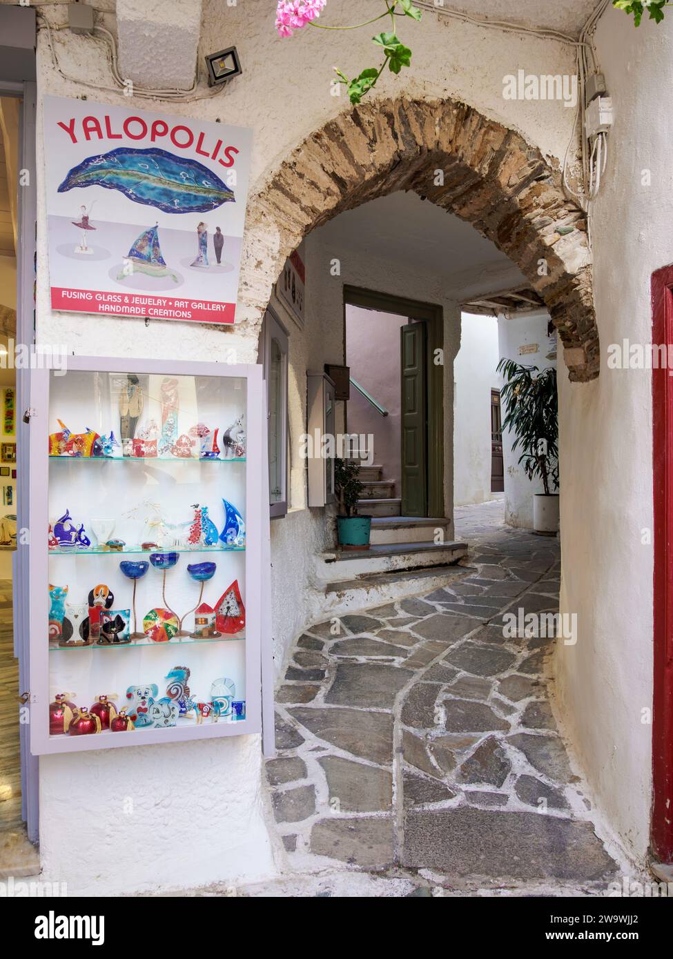 Street of Chora, Naxos City, Naxos Island, Cyclades, Greece Stock Photo ...
