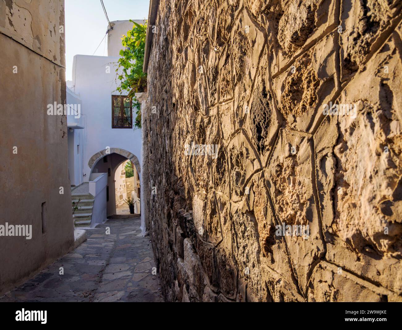 Street of Chora, Naxos City, Naxos Island, Cyclades, Greece Stock Photo ...