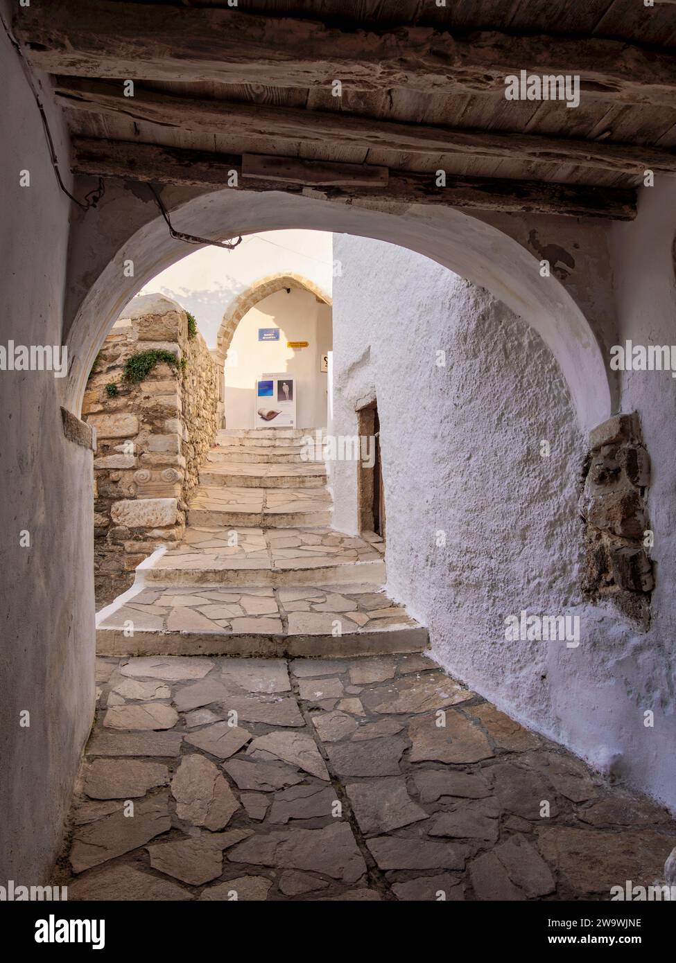Street of Chora, Naxos City, Naxos Island, Cyclades, Greece Stock Photo ...