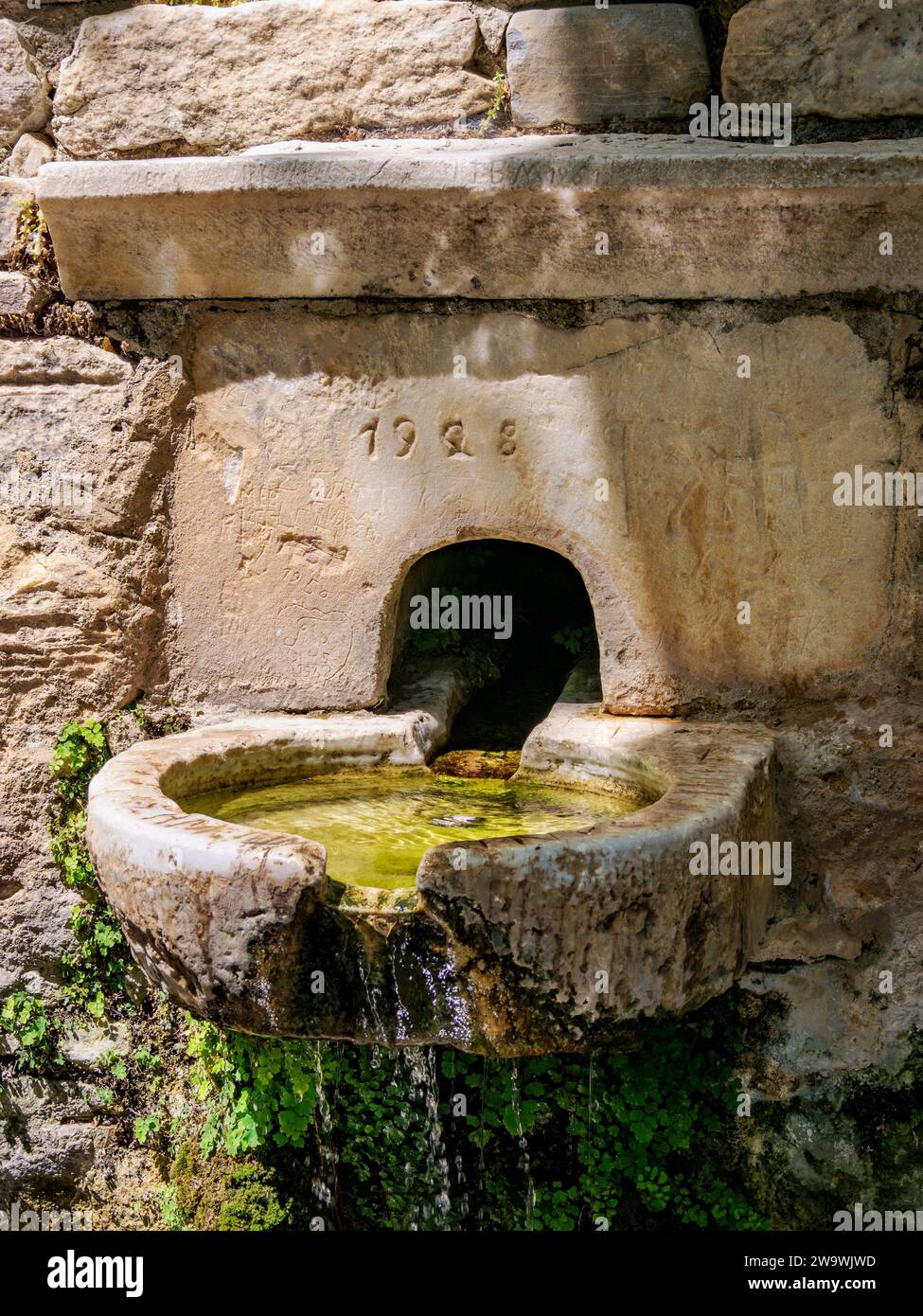 Aria Spring, beginning of the trail to Mount Zas or Zeus, Naxos Island ...