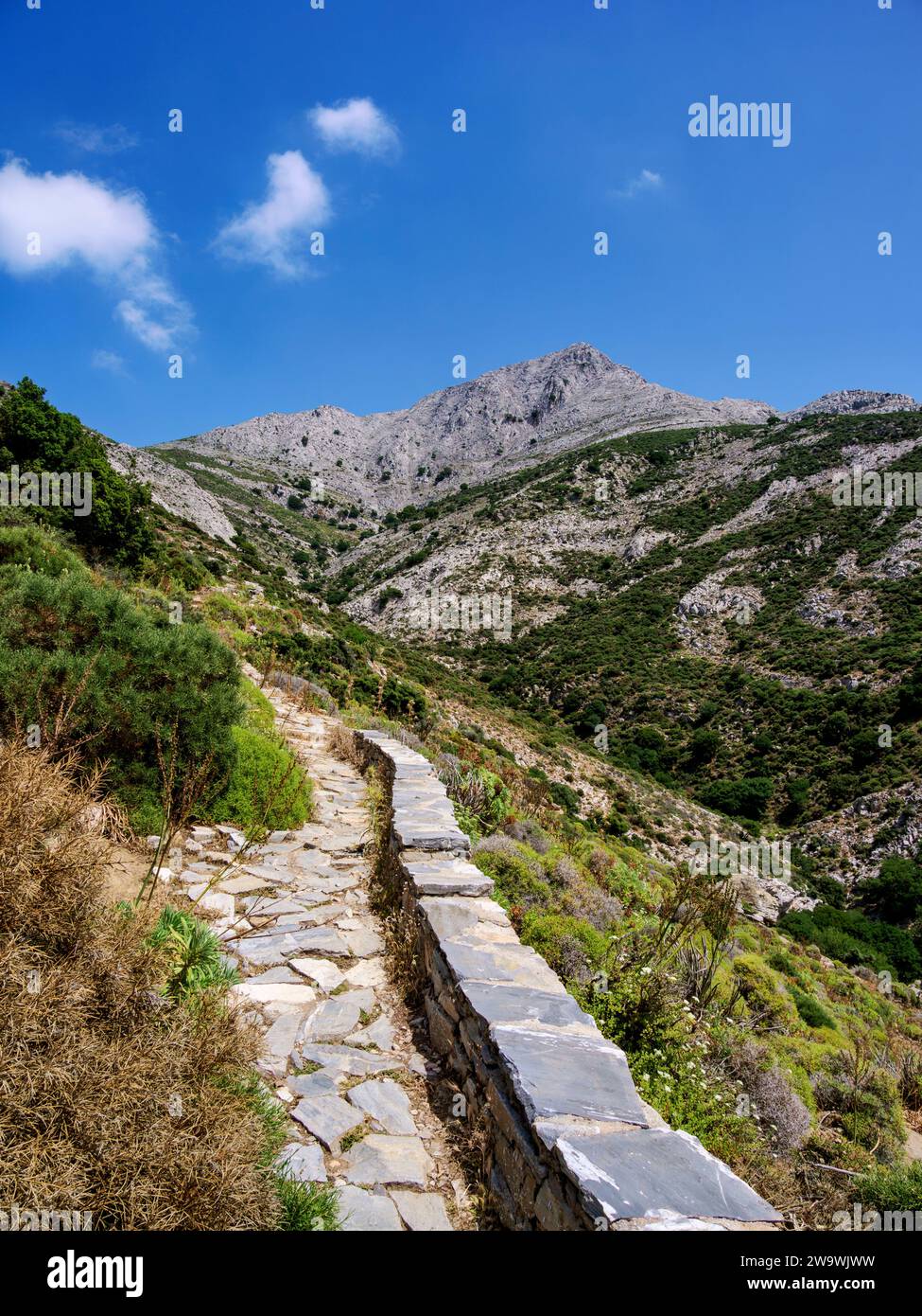 Trail to Mount Zas or Zeus, Naxos Island, Cyclades, Greece Stock Photo ...