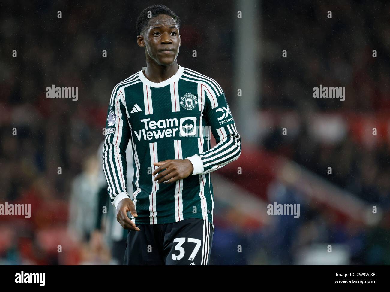 Manchester United's Kobbie Mainoo during the Premier League match at ...
