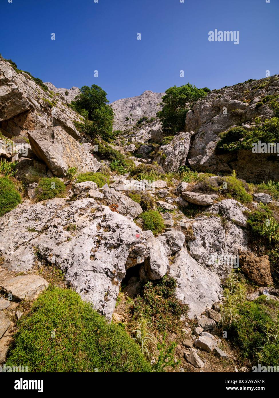View towards the Peak of Mount Zas or Zeus, Naxos Island, Cyclades ...