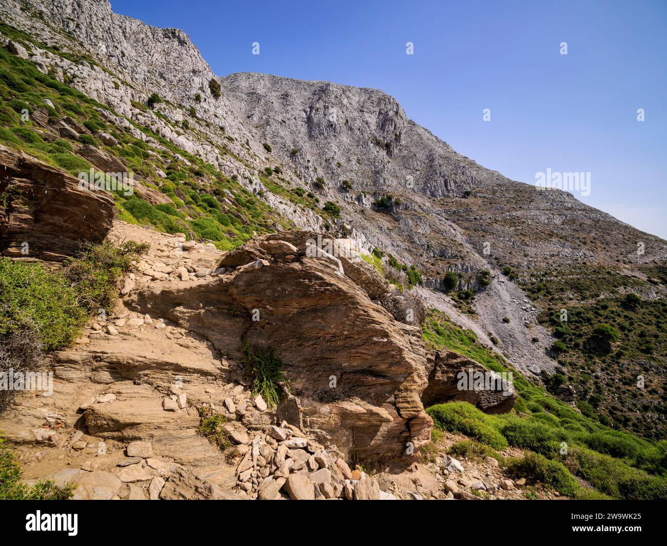 Trail to Mount Zas or Zeus, Naxos Island, Cyclades, Greece Stock Photo ...