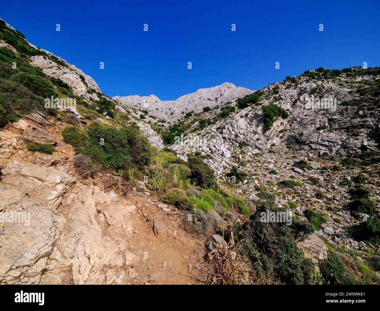 Trail to Mount Zas or Zeus, Naxos Island, Cyclades, Greece Stock Photo ...