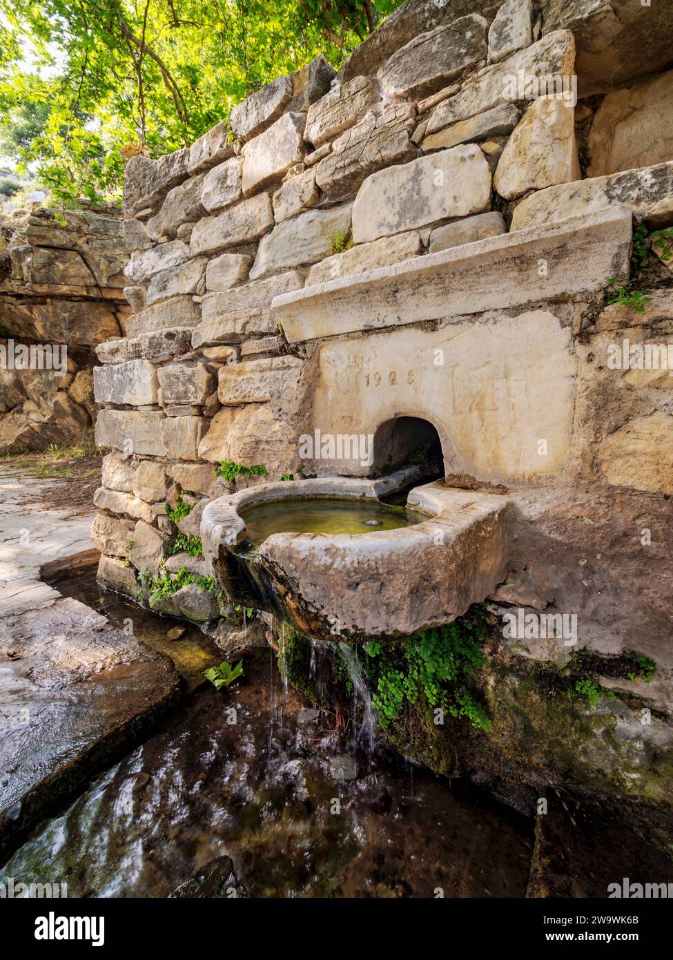 Aria Spring, beginning of the trail to Mount Zas or Zeus, Naxos Island ...