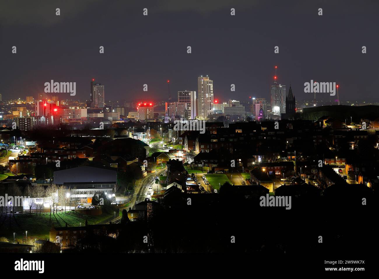 Leeds City Skyline at night Stock Photo - Alamy