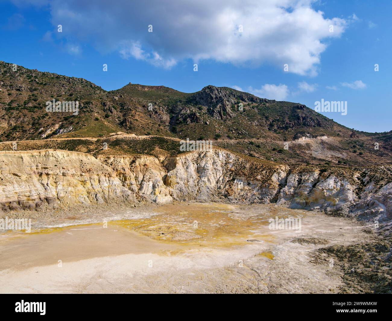 Stefanos Volcano Crater, elevated view, Nisyros Island, Dodecanese ...