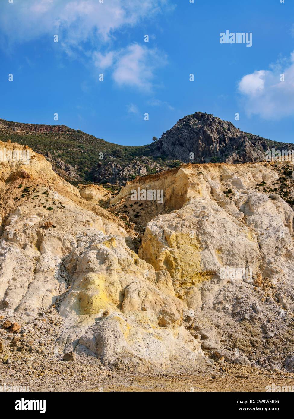 Sulphur at the Stefanos Volcano Crater, detailed view, Nisyros Island ...