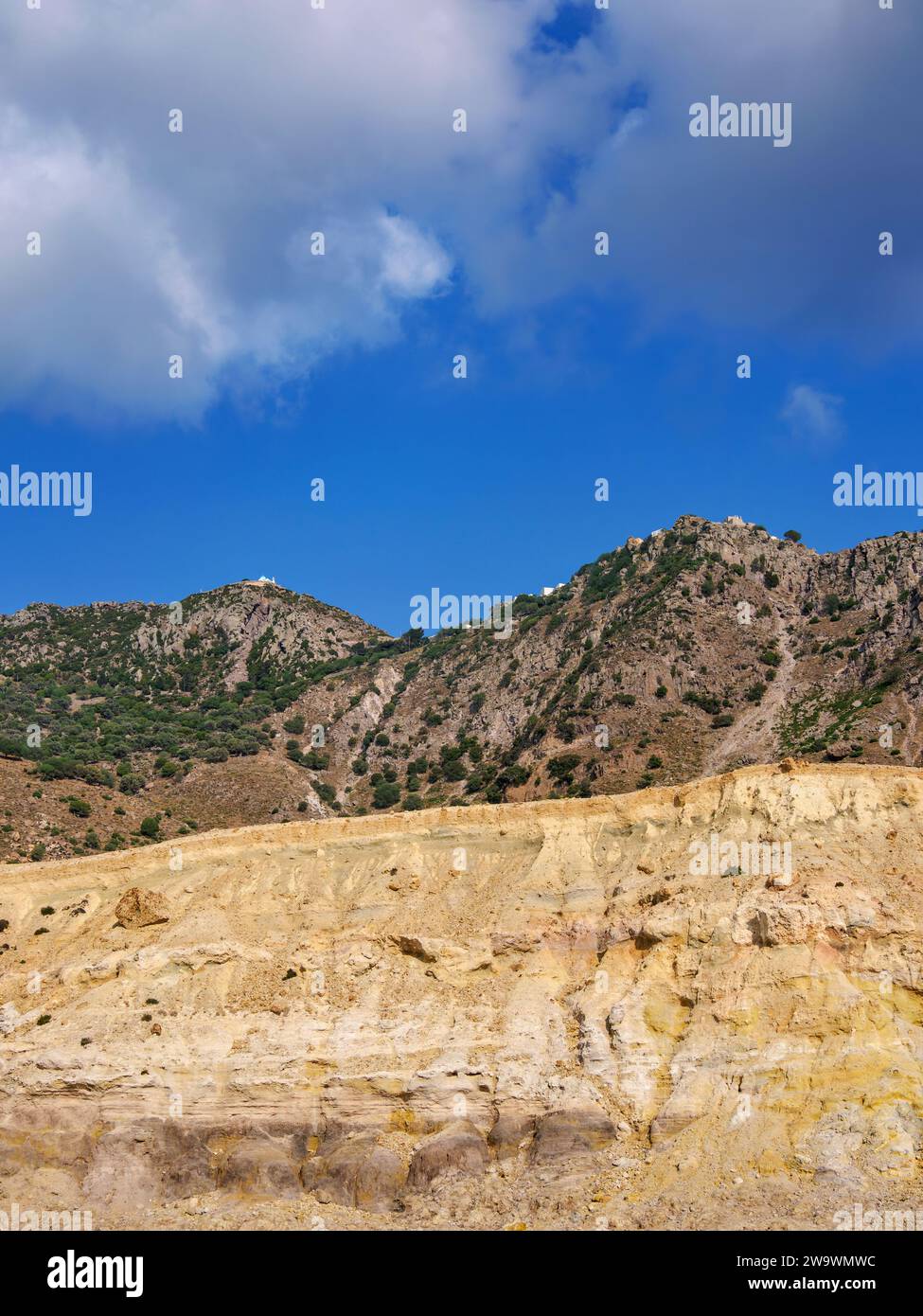 Sulphur at the Stefanos Volcano Crater, detailed view, Nisyros Island ...