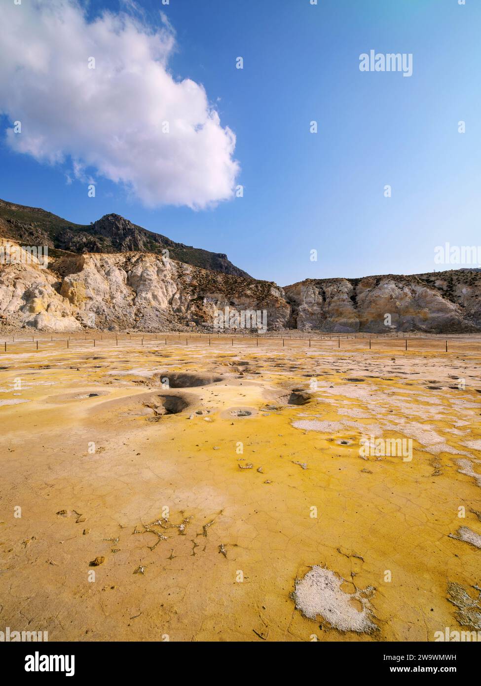 Sulphur at the Stefanos Volcano Crater, detailed view, Nisyros Island ...