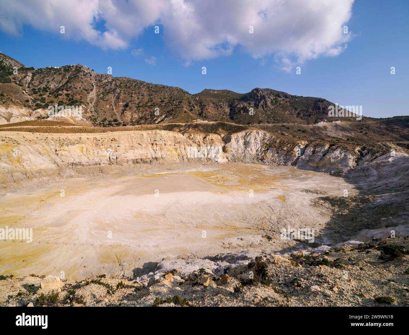 Stefanos Volcano Crater, elevated view, Nisyros Island, Dodecanese ...