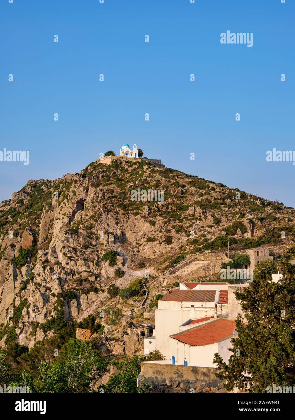 View over Nikia Village towards the hill with Prophet Elias Church ...