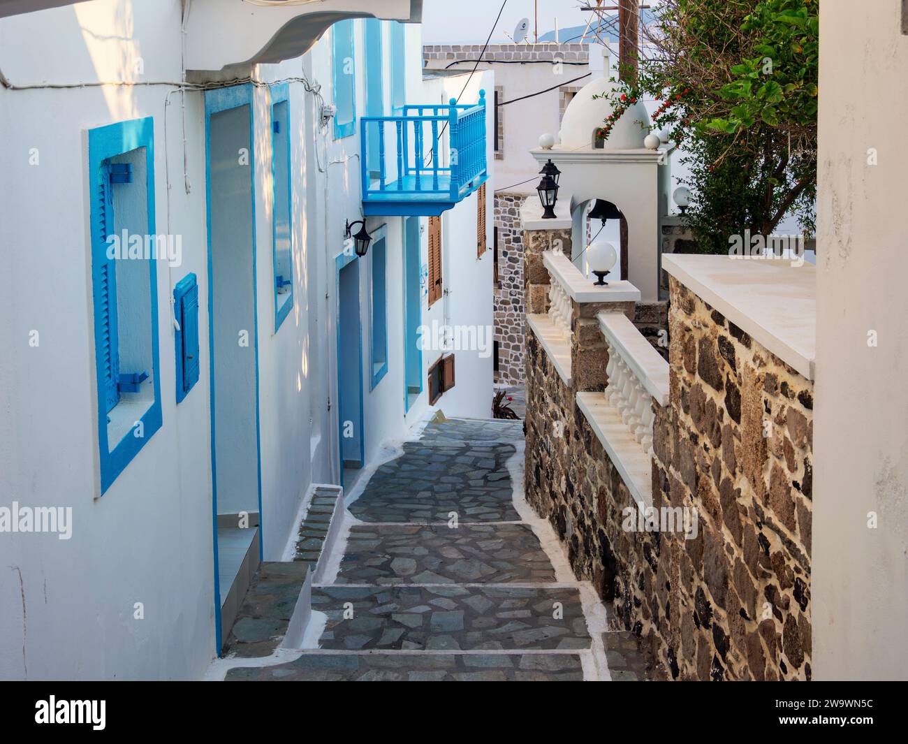 Street of Mandraki Town, Nisyros Island, Dodecanese, Greece Stock Photo ...