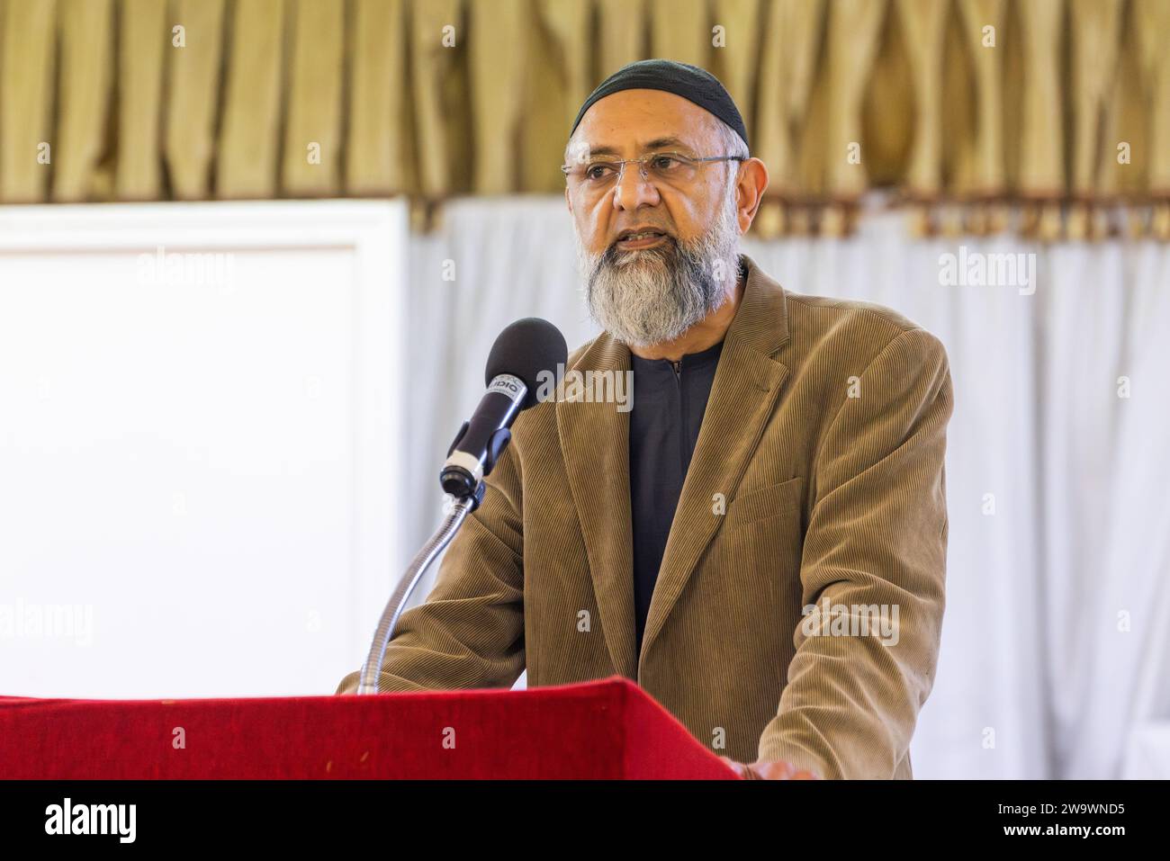 Leeds, UK. 30 DEC, 2023. Ismail Patel (Chair, Friends of Al-Aqsa ...