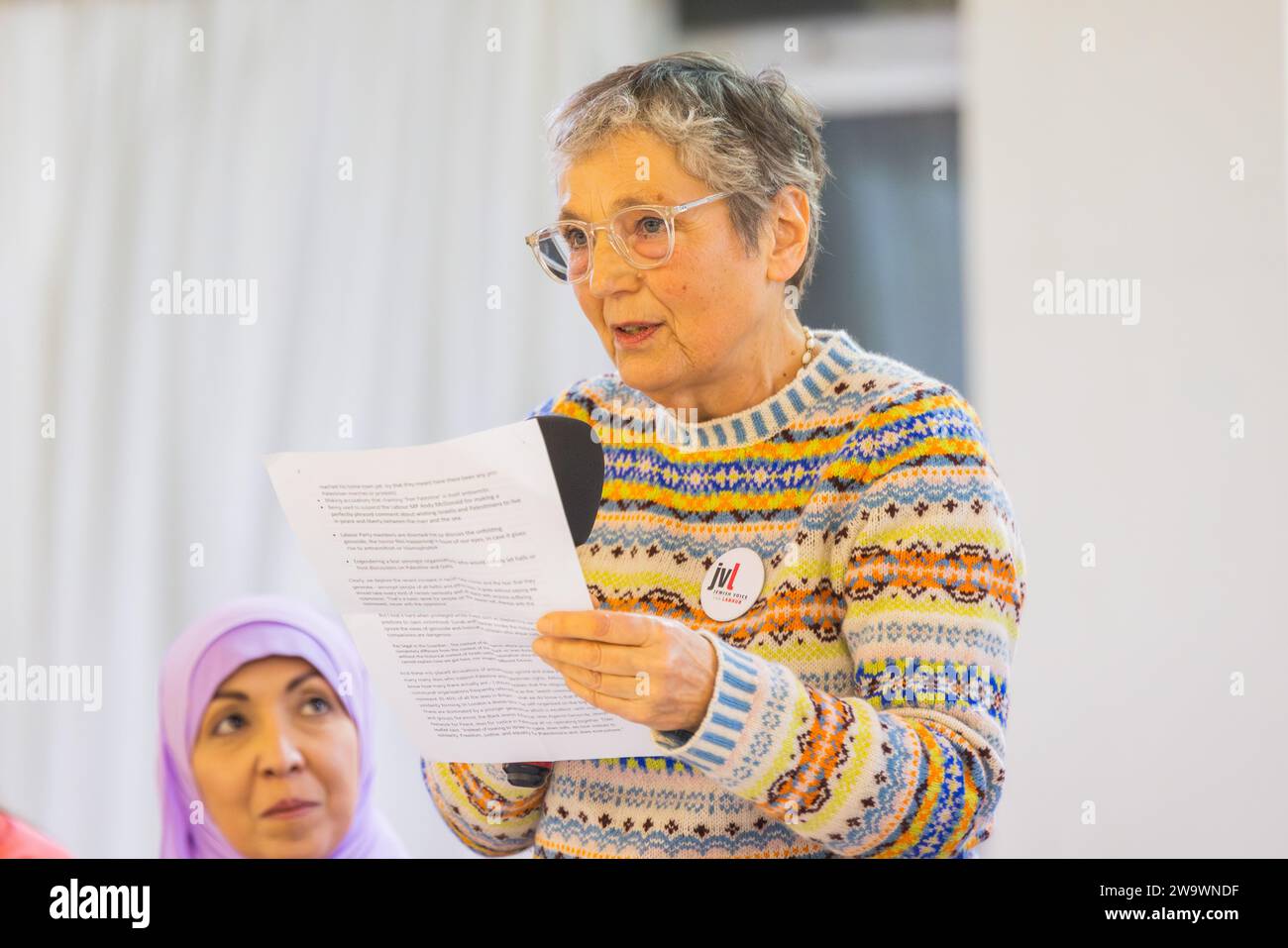 Leeds, UK. 30 DEC, 2023. Marion Roberts (Jewish Voice for Labour ...