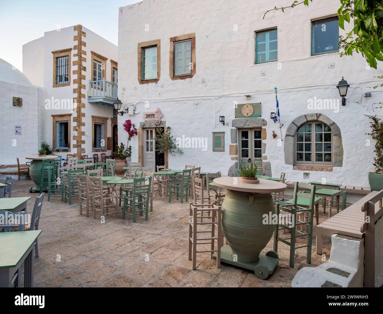 Agia Lesvia Square, Patmos Chora, Patmos Island, Dodecanese, Greece ...