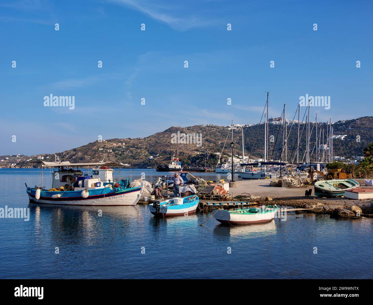 View over Skala Port towards the Monastery of Saint-John the Theologian ...