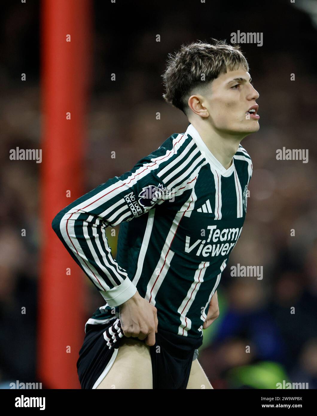 Manchester United's Alejandro Garnacho reacts after missing an ...