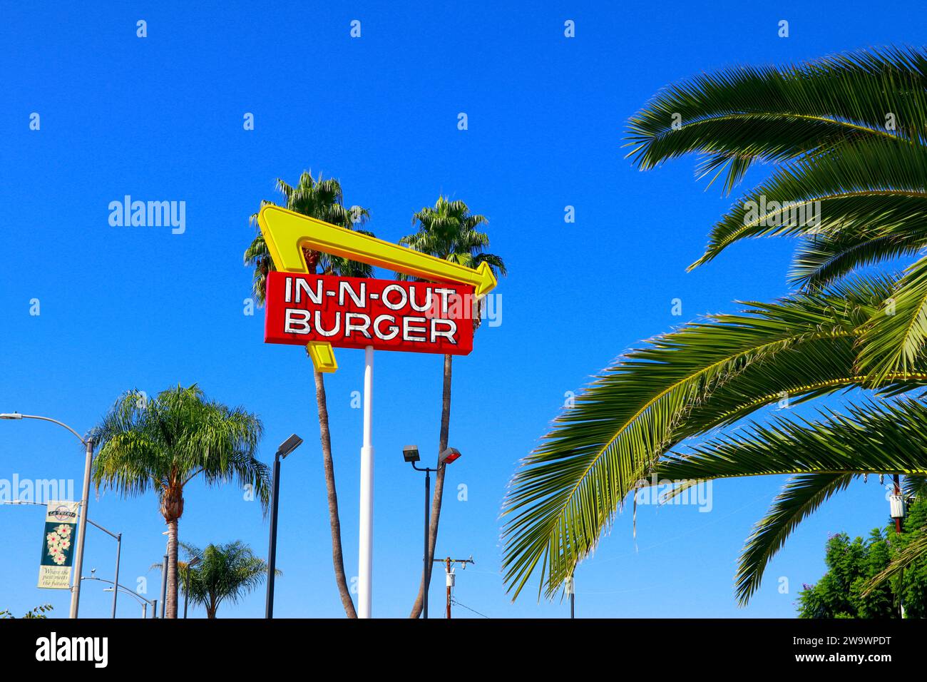 IN-N-OUT BURGER sign. American chain of Fast Food Restaurants with ...