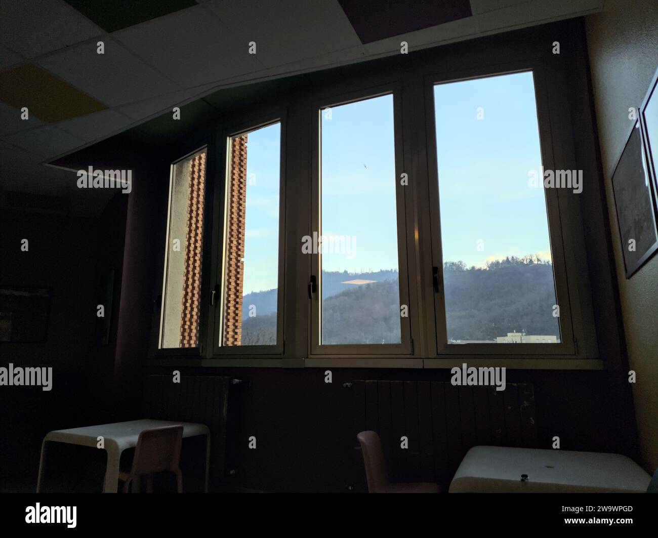 Mountain ridge at daytime seen from windows Stock Photo - Alamy