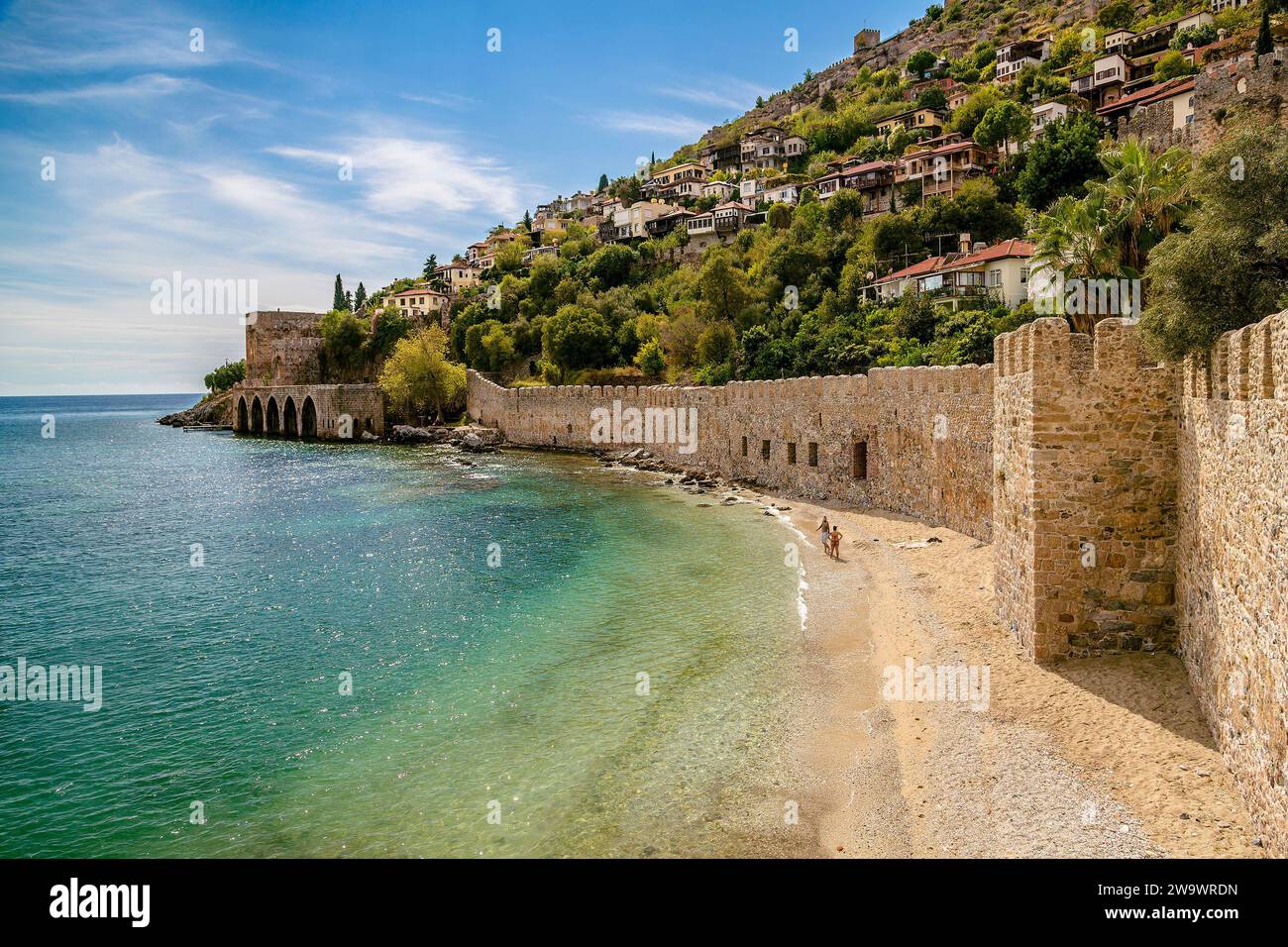Beautiful sandy beach and soft turqoise Mediterranean sea wave ...